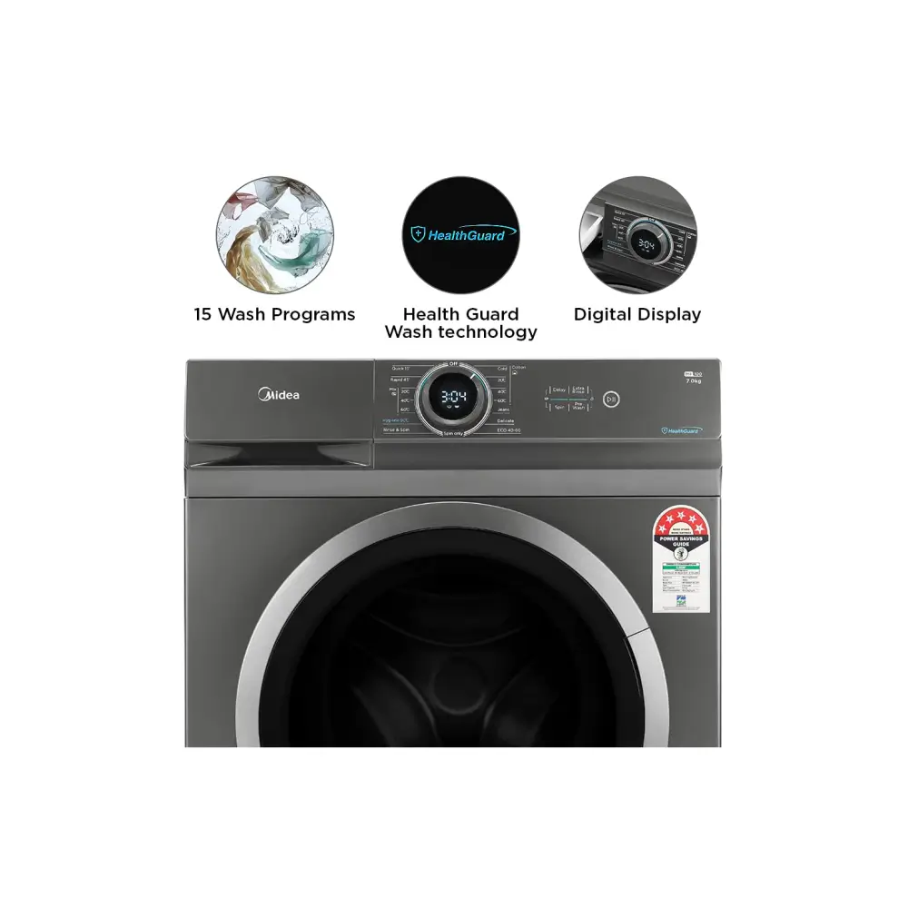 Midea 7kg Front Loader Washing Machine Silver MF100W70/T | Bargains